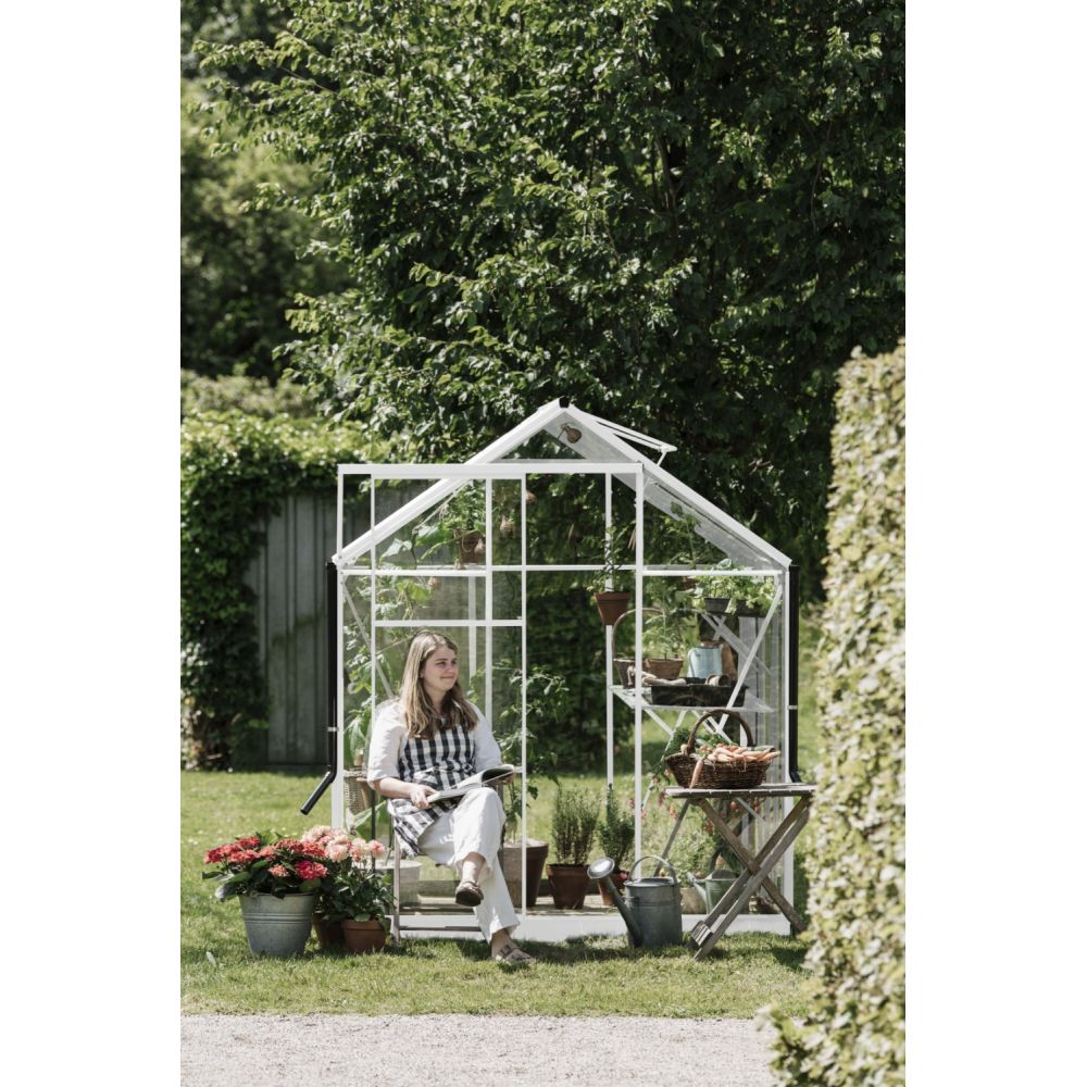 Royal Well tuinkas Kate 3 met veiligheidsglas en fundering - wit ...