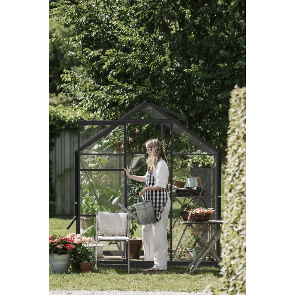 Royal Well tuinkas Kate 4 met veiligheidsglas en fundering - zwart ...